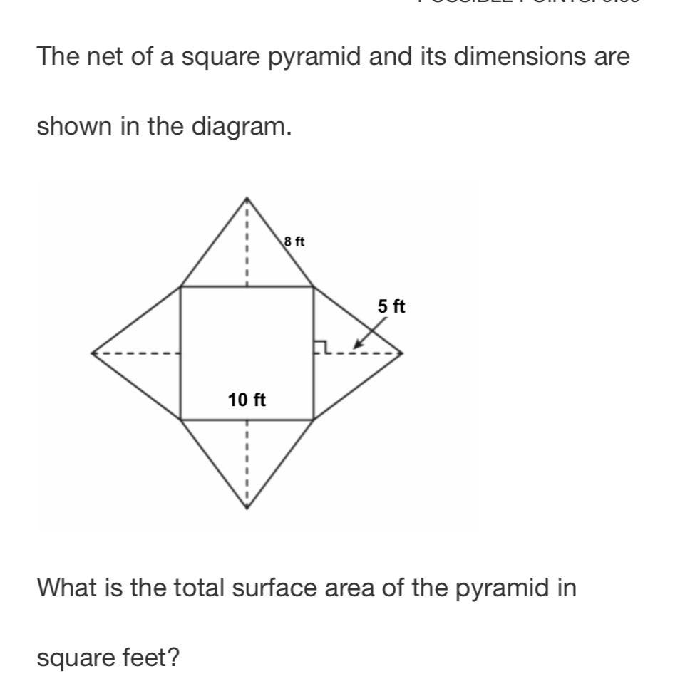 [GET ANSWER] The net of a square pyramid and its dimensions are shown in the diagram. What is ...