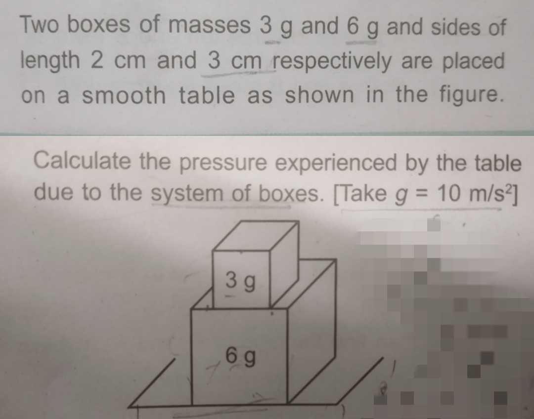 Two boxes of masses 3 g and 6 g and sides of length 2 cm and 3 cm ...