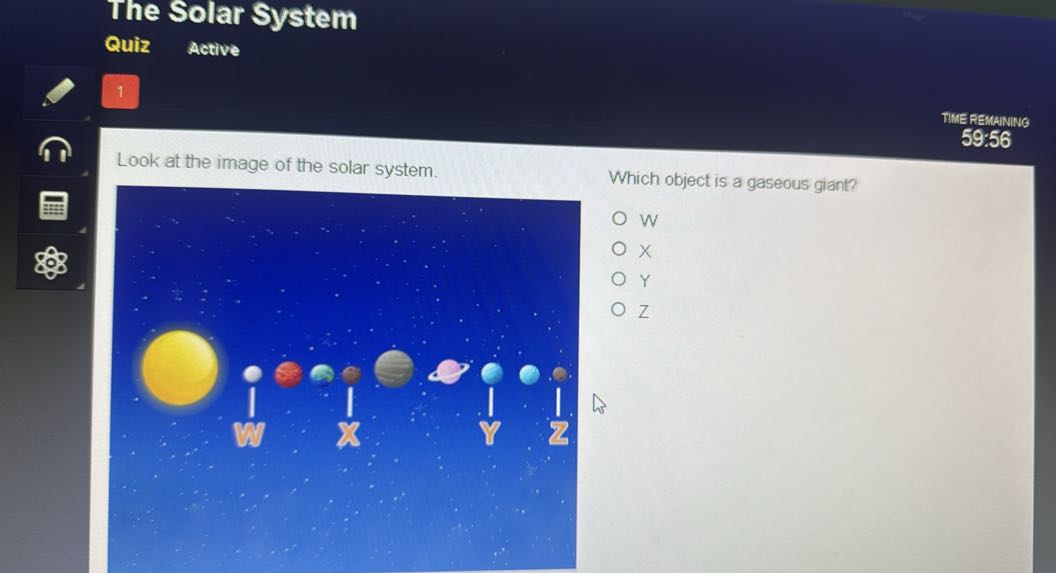 The Solar System Quiz Active 1 TIME REmaning 59:56 Look at the image of ...