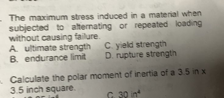 the maximum stress induced in a material when subjected to alternating ...