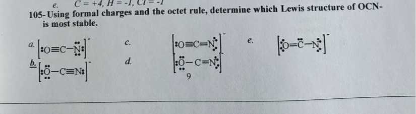 105- Using formal charges and the octet rule, determine which Lewis ...