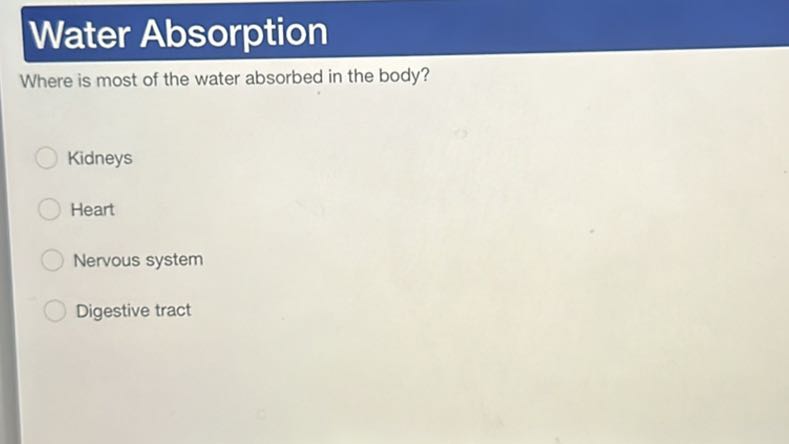 water absorption where is most of the water absorbed in the body ...