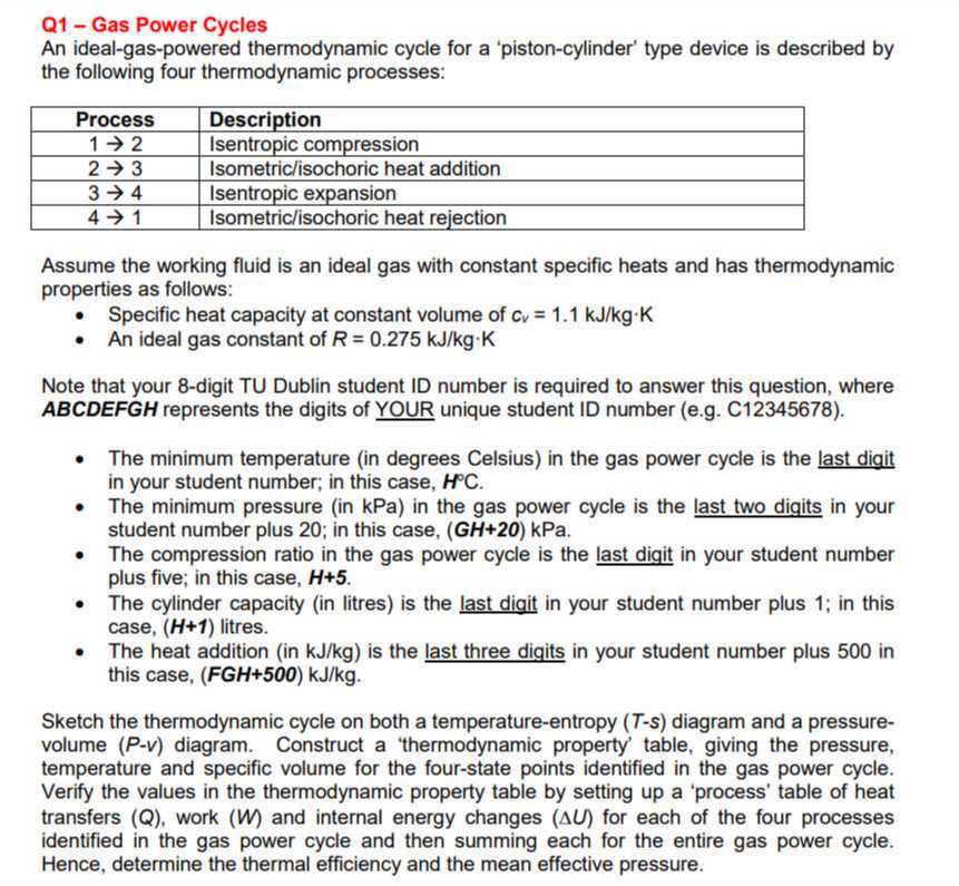 Q1 - Gas Power Cycles An ideal-gas-powered thermodynamic cycle for a ...