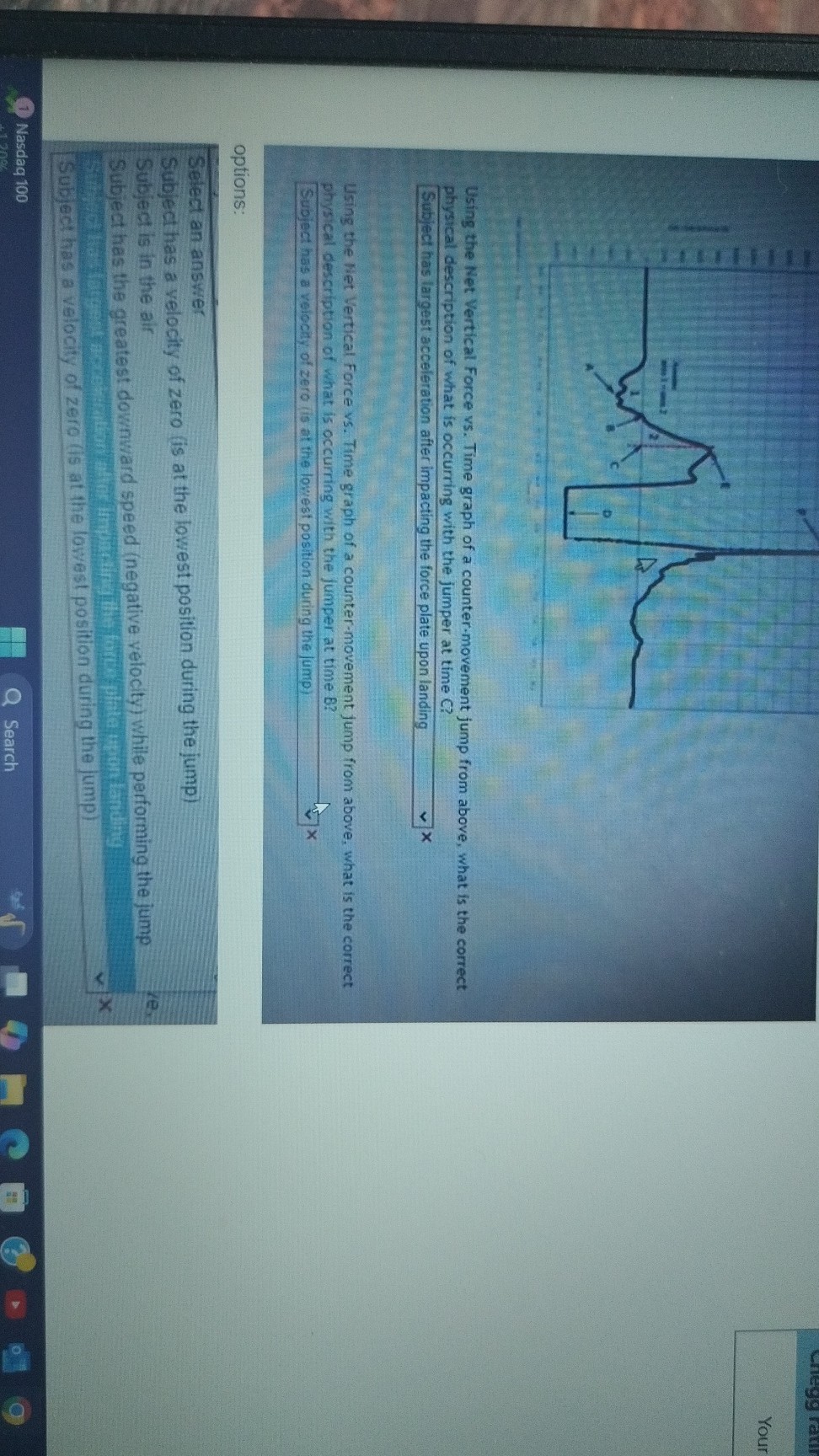 using the net vertical force vs time graph of a counter movement jump ...