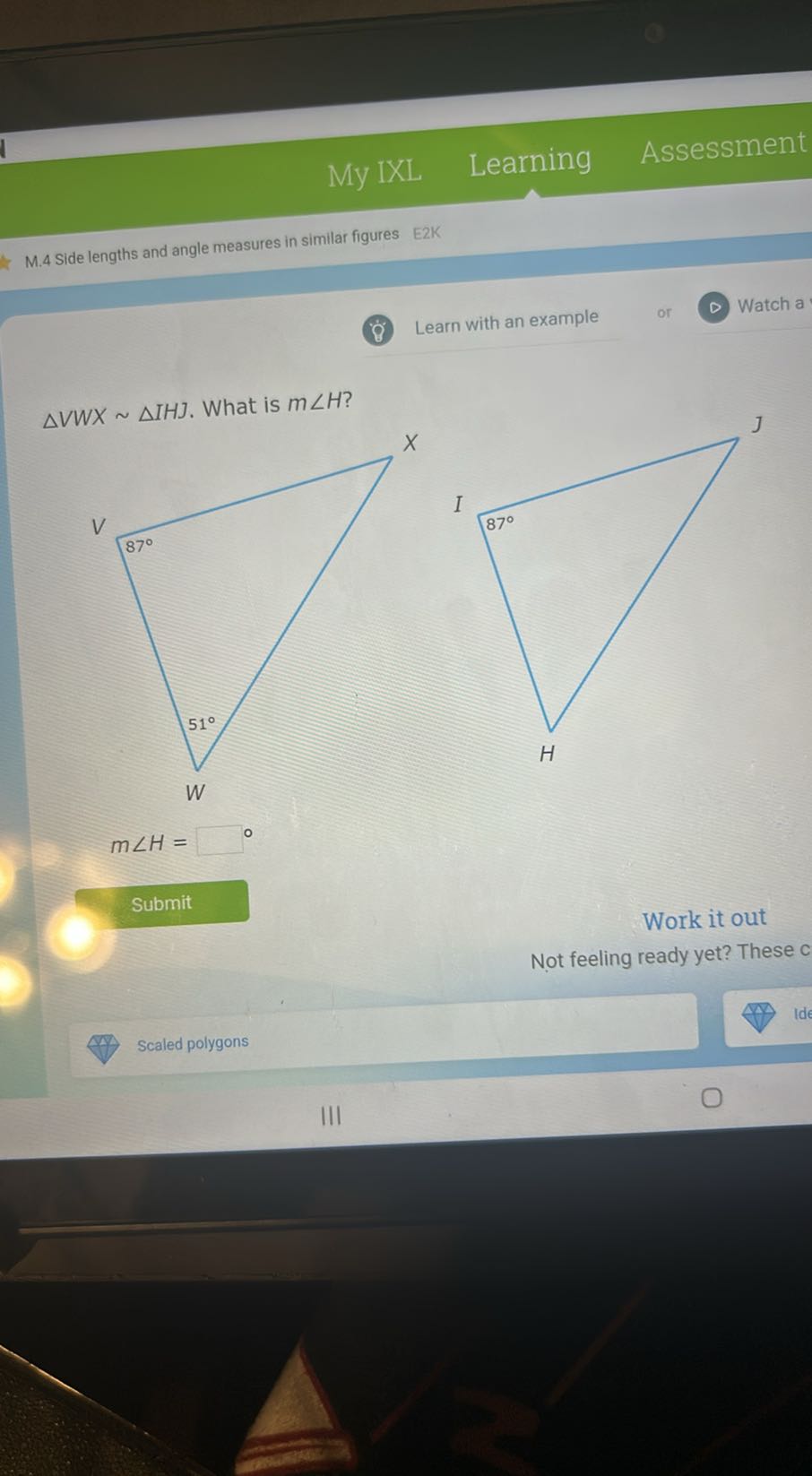 My IXL Learning Assessment M. 4 Side lengths and angle measures in ...