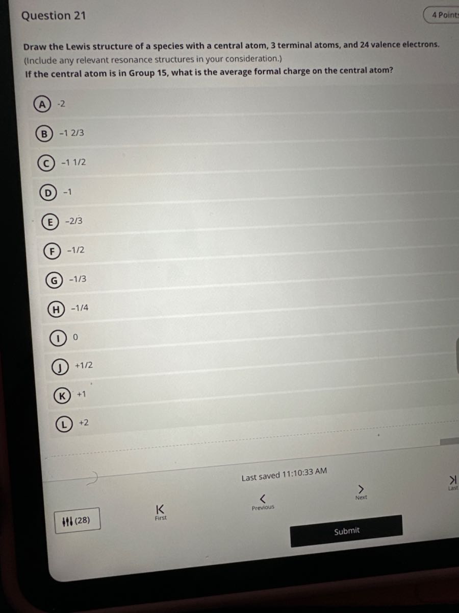 Question 21 4 Point Draw the Lewis structure of a species with a ...