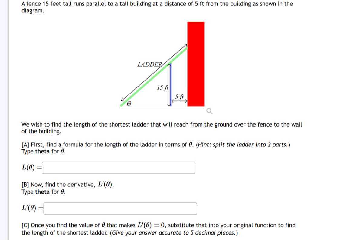 A fence 15 feet tall runs parallel to a tall building at a distance of ...