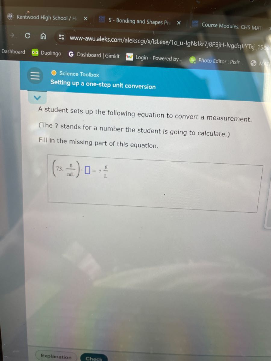 Kentwood High School / H 5 - Bonding and Shapes Pr Course Modules: CHS ...