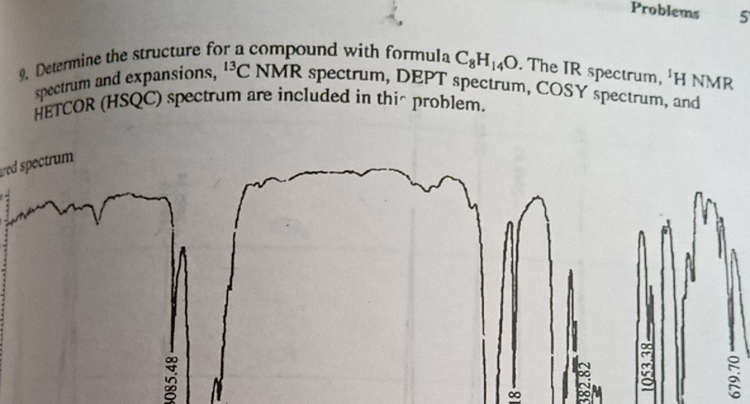 Problems 9. Determine the structure for a compound with formula C8H14O ...