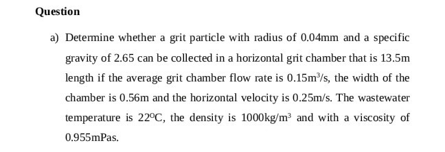 question a determine whether a grit particle with radius of 004 mm and ...