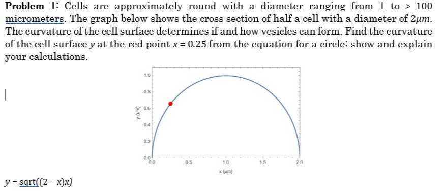 Problem 1: Cells are approximately round with a diameter ranging from 1 ...