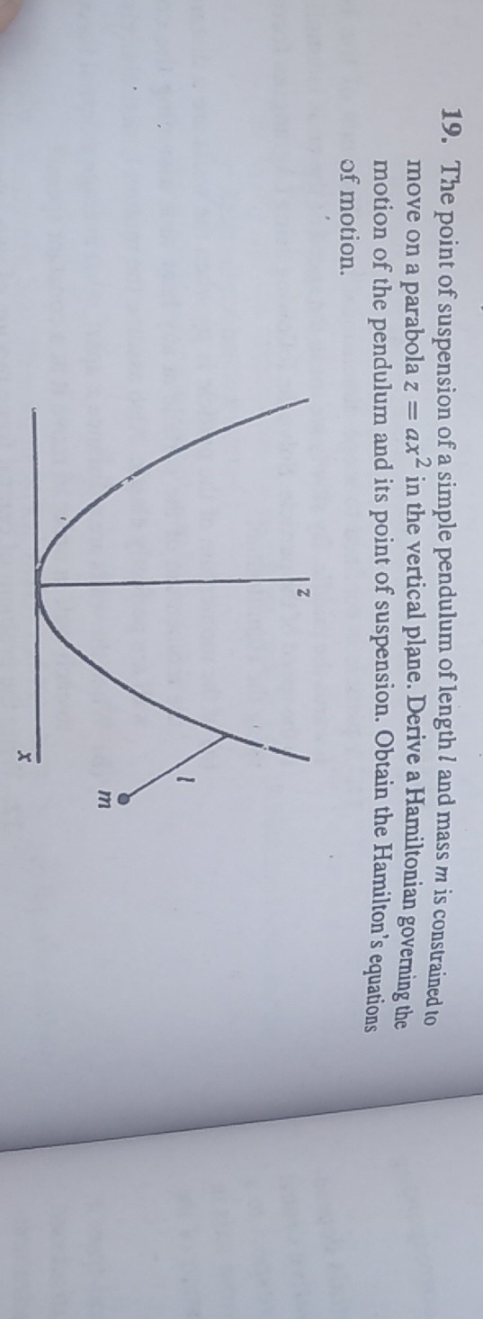 19. The point of suspension of a simple pendulum of length l and mass m ...