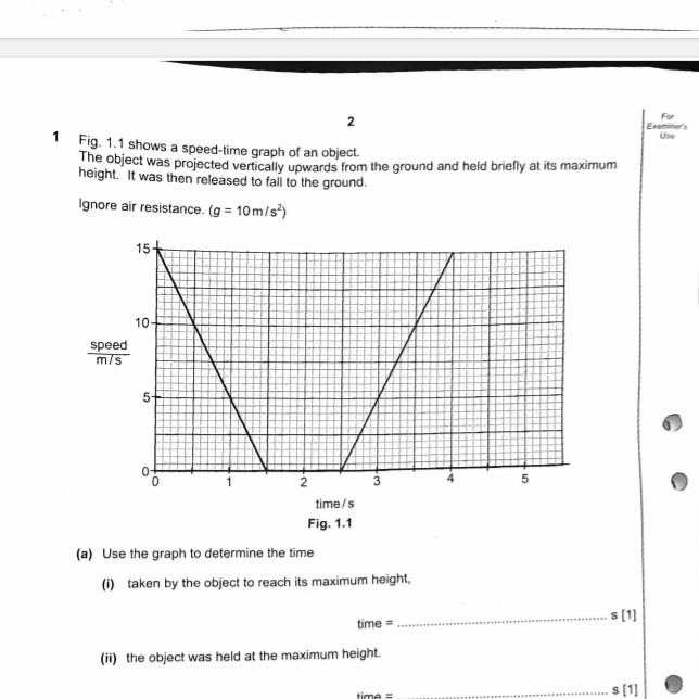 2 for 1 fig 11 shows a speed time graph of an object exumbers tho the ...