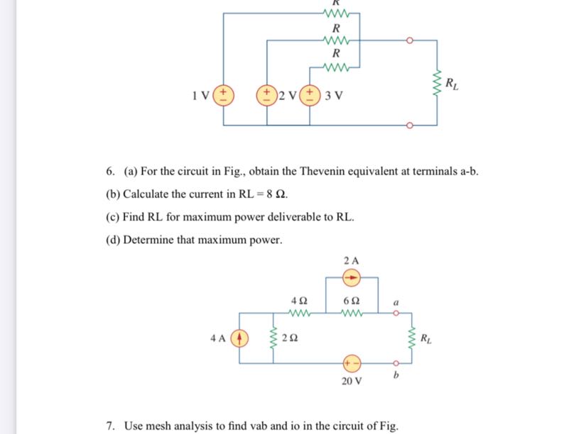 6. (a) For the circuit in Fig., obtain the Thevenin equivalent at terminals a-b. (b) Calculate ...
