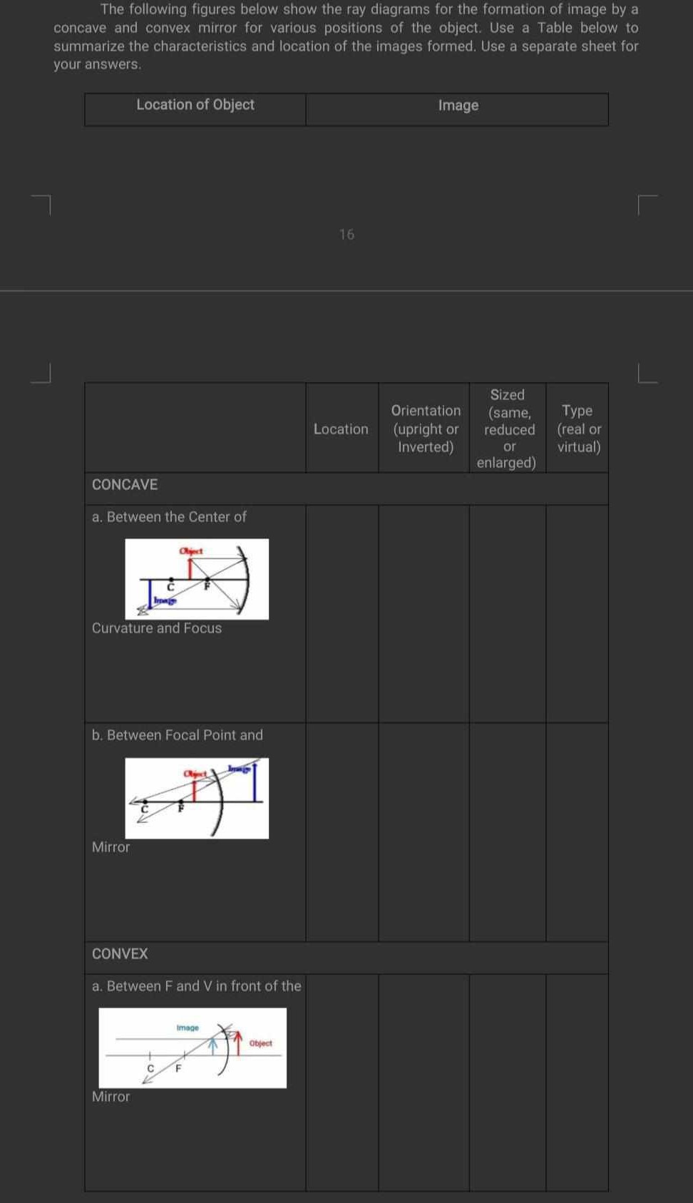 The following figures below show the ray diagrams for the formation of image by a concave and ...