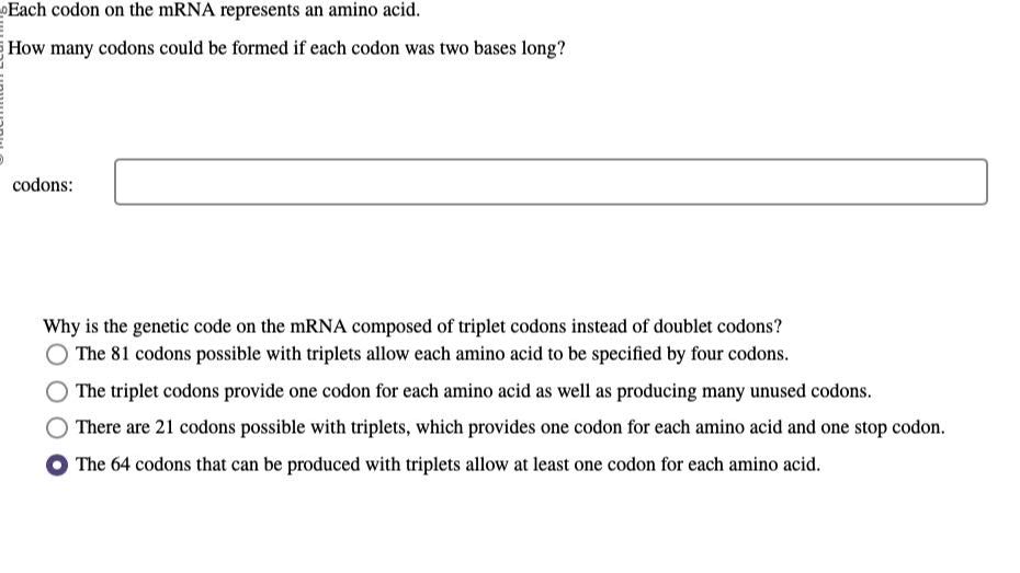 each codon on the mrna represents an amino acid how many codons could ...