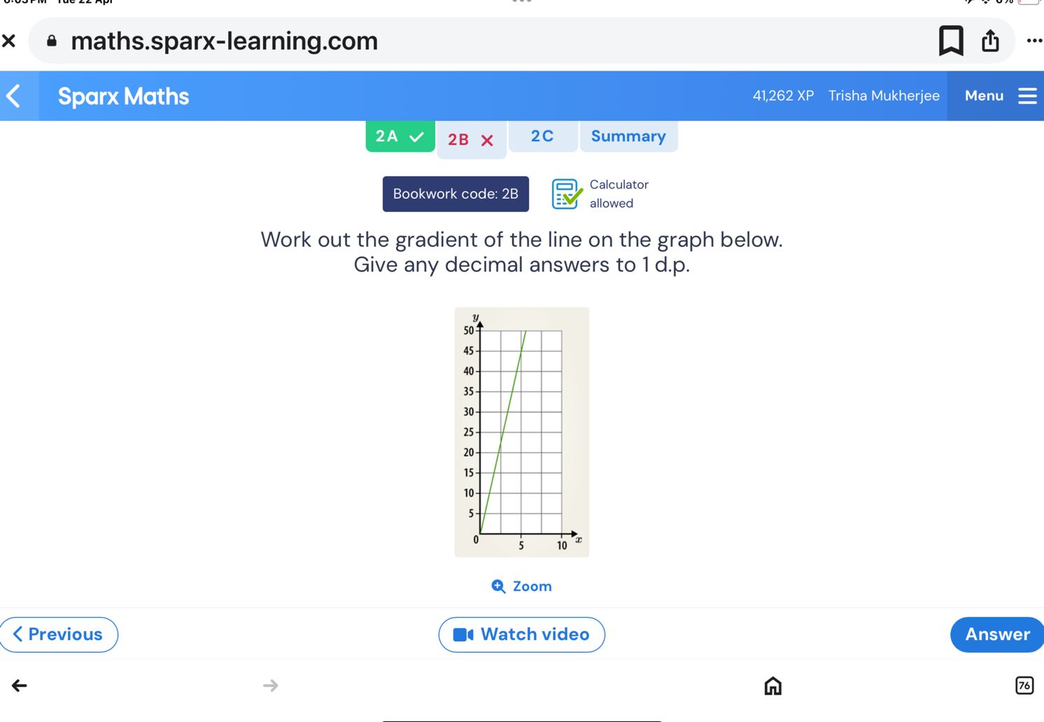 maths.sparx-learning.com Sparx Maths 41,262 XP Trisha Mukherjee Menu 2A ...