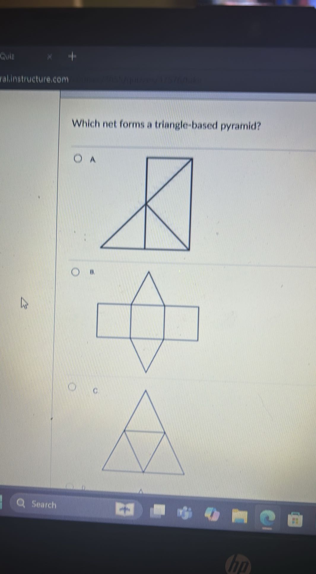 quiz ralinetructure com which net forms a triangle based pyramid a b c ...