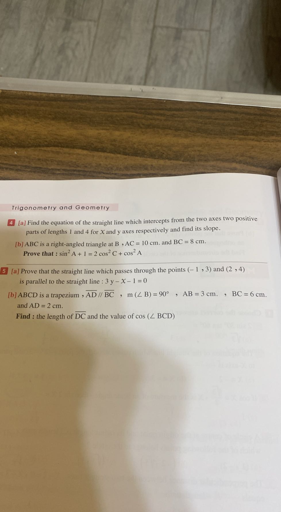 Trigonometry and Geometry 4 [a] Find the equation of the straight line ...