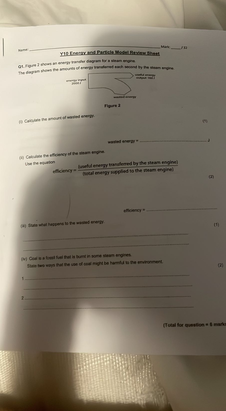 Name: Mark: 132 Y10 Energy and Particle Model Review Sheet Q1. Figure 2 ...