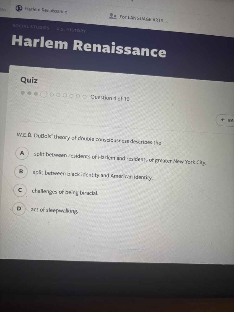 SOLVED: Harlem Renaissance For LANGUAGE ARTS... SOCIAL STUDIES U.S ...