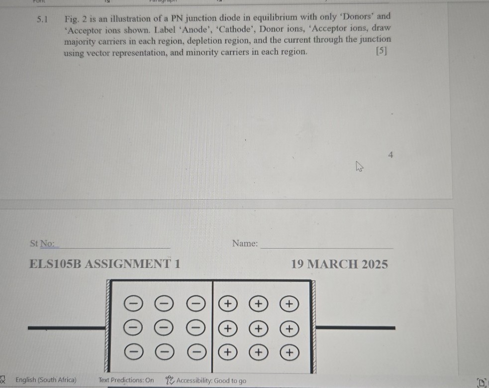 5.1 Fig. 2 is an illustration of a PN junction diode in equilibrium ...