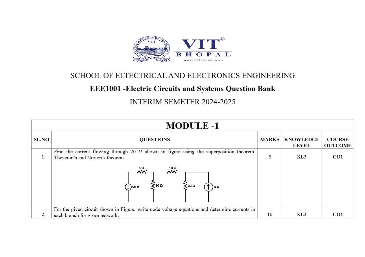 school of eltectrical and electronics engineering eee1001 electric circuits and systems question ...