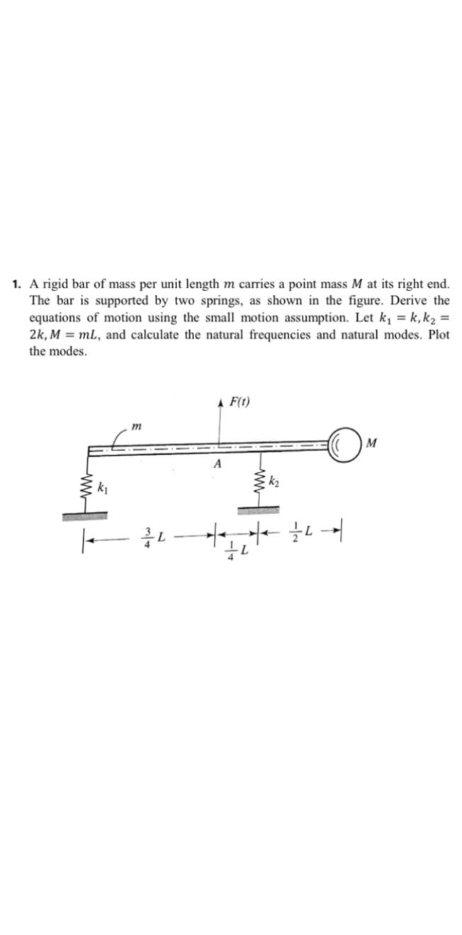 1. A rigid bar of mass per unit length m carries a point mass M at its ...