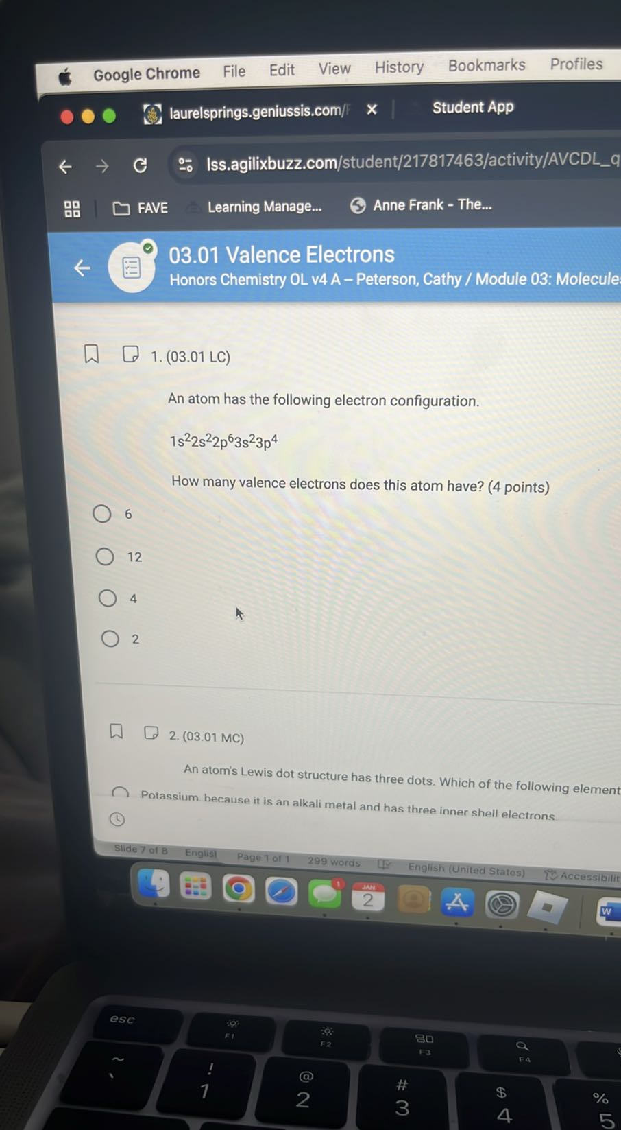 Google Chrome File Edit View History Bookmarks Profiles laurelsprings.geniussis.com/F Student ...