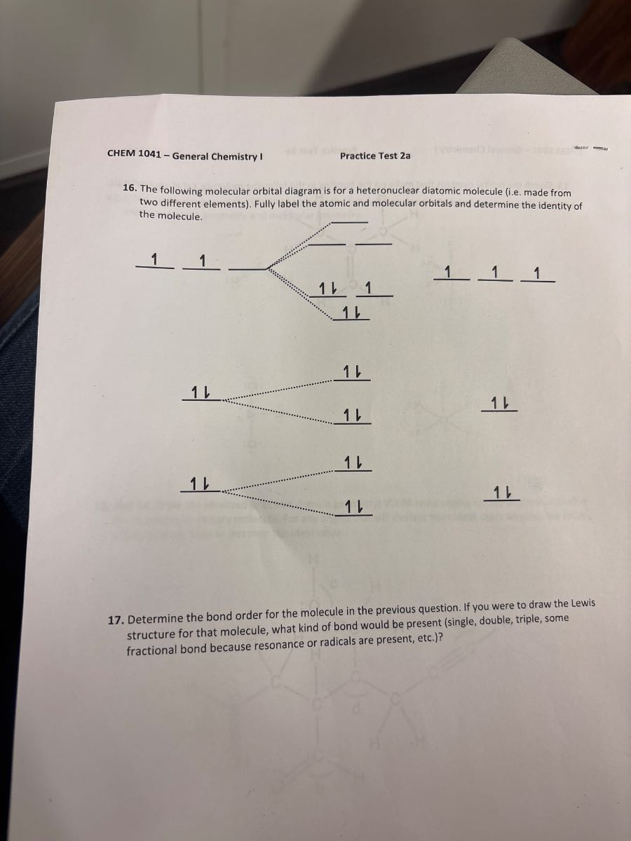 chem 1041 general chemistry i practice test 2a 16 the following ...