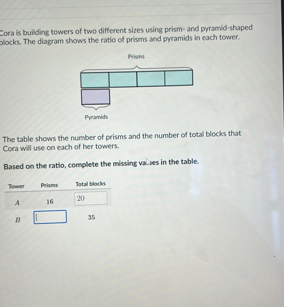 Cora is building towers of two different sizes using prism- and pyramid-shaped locks. The ...