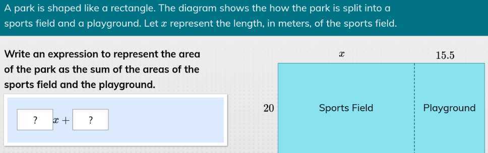 a park is shaped like a rectangle the diagram shows the how the park is ...