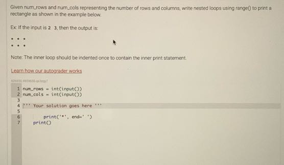Given num rows and numcols representing the number of rows and columns ...
