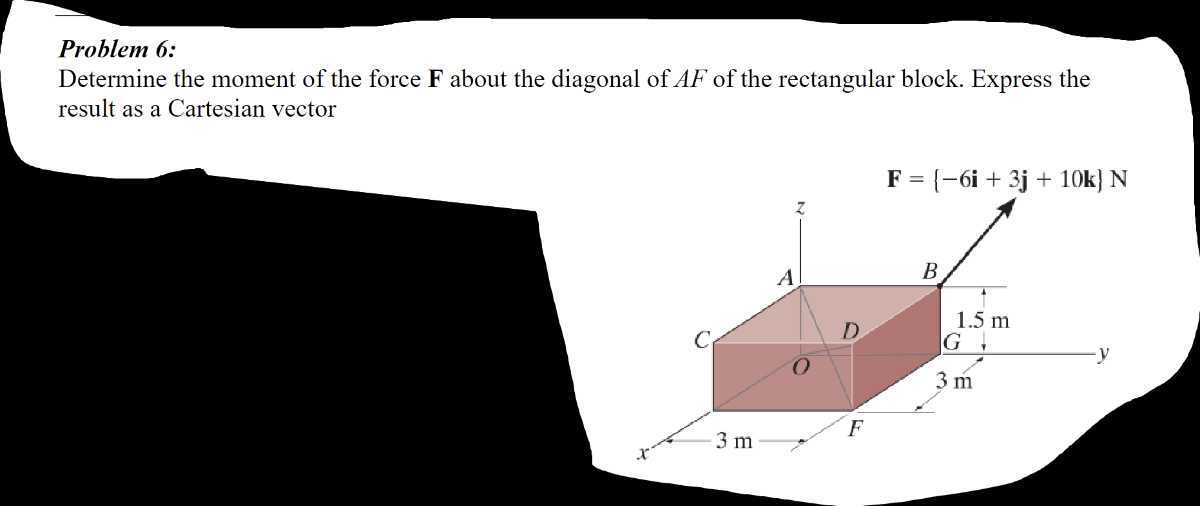 problem 6 determine the moment of the force mathbff about the diagonal of a f of the rectangular ...