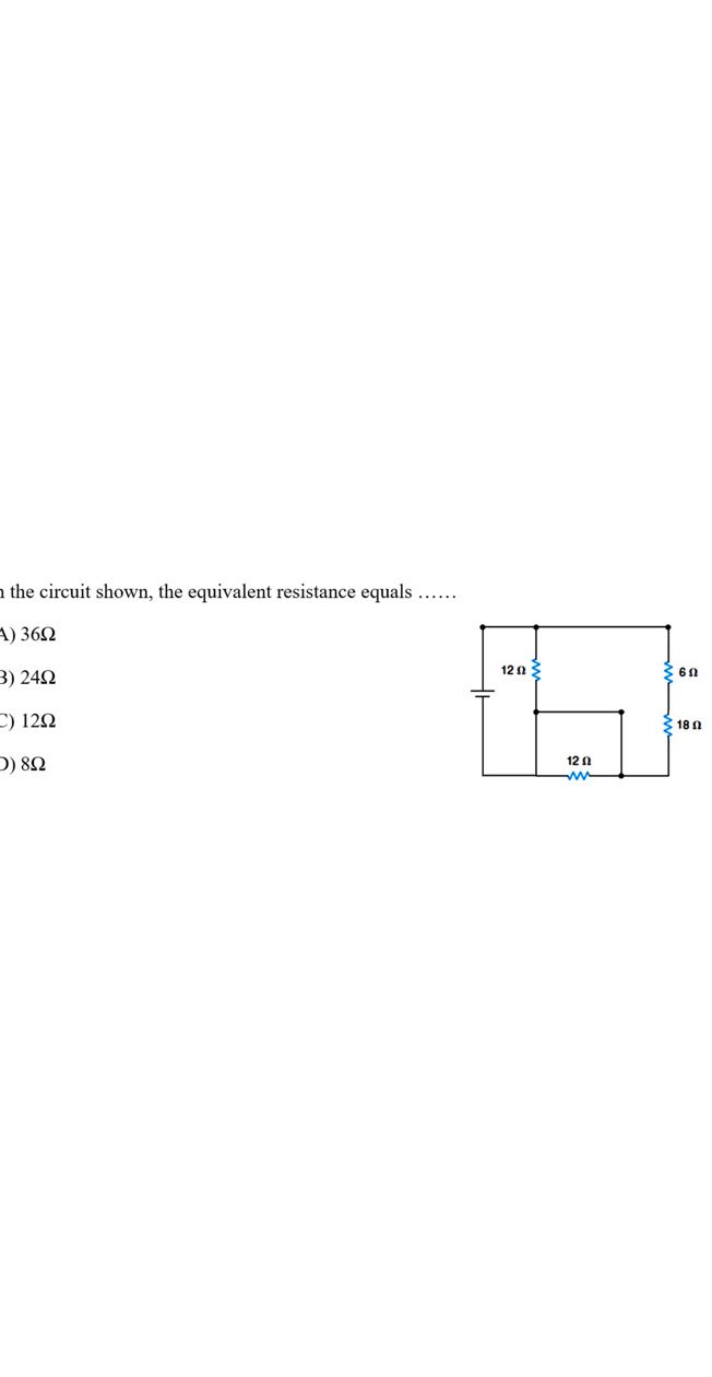 the circuit shown the equivalent resistance equals a 36 omega 3 24 ...