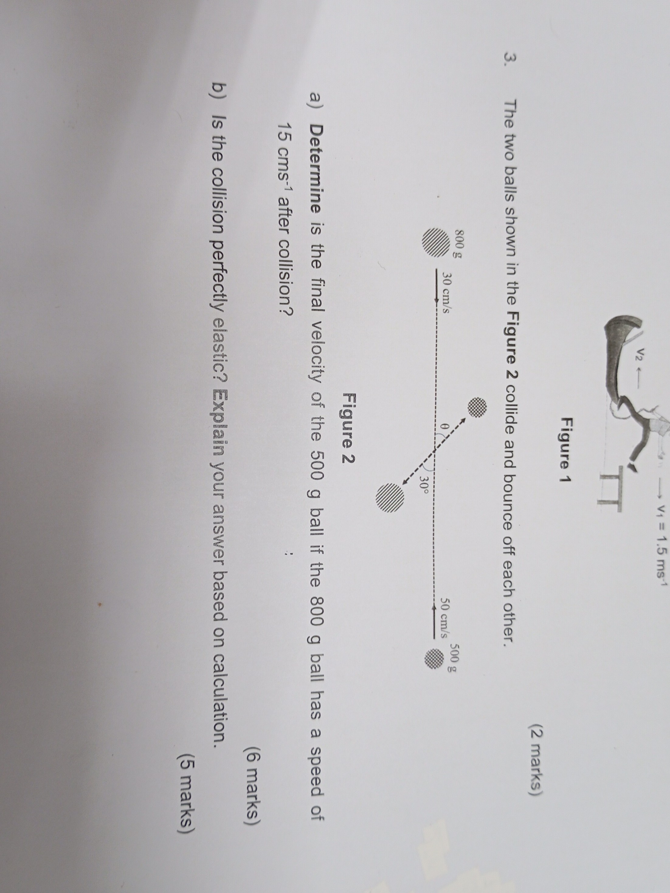 figure 1 2 marks 3 the two balls shown in the figure 2 collide and ...