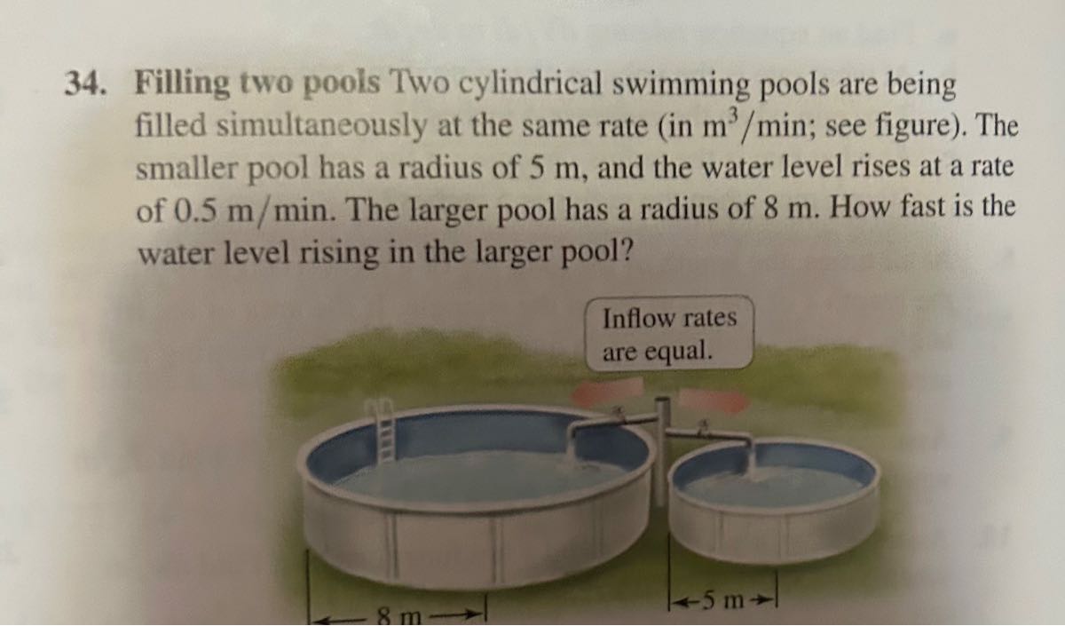34 filling two pools two cylindrical swimming pools are being filled ...