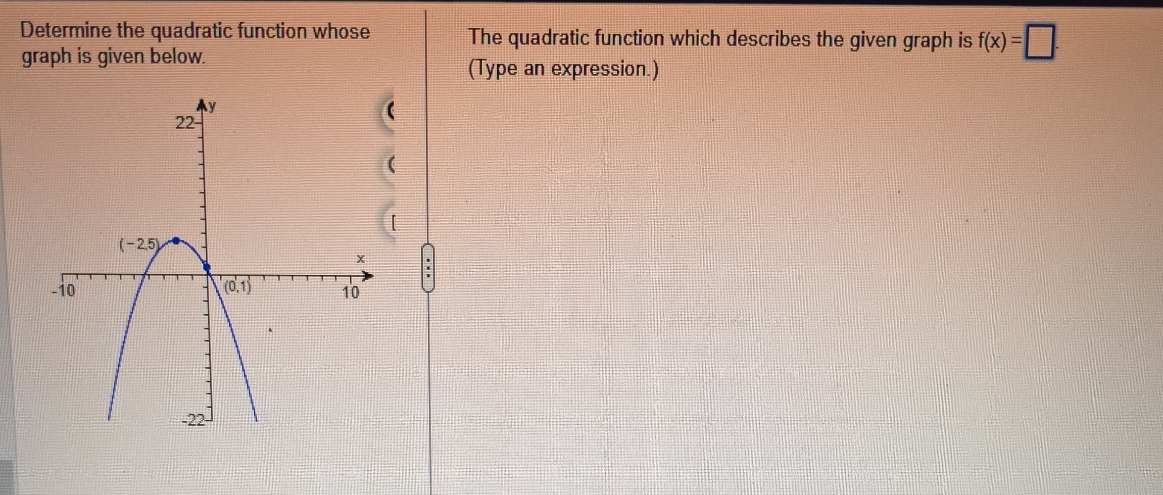 determine the quadratic function whose graph is given below the ... determine the quadratic function whose graph is given below the ...