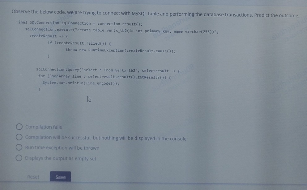 Observe the below code, we are trying to connect with MySQL table and performing the database ...