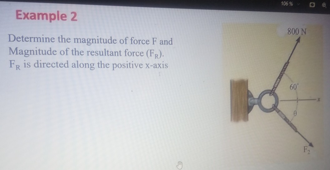 example 2 determine the magnitude of force f and magnitude of the ...