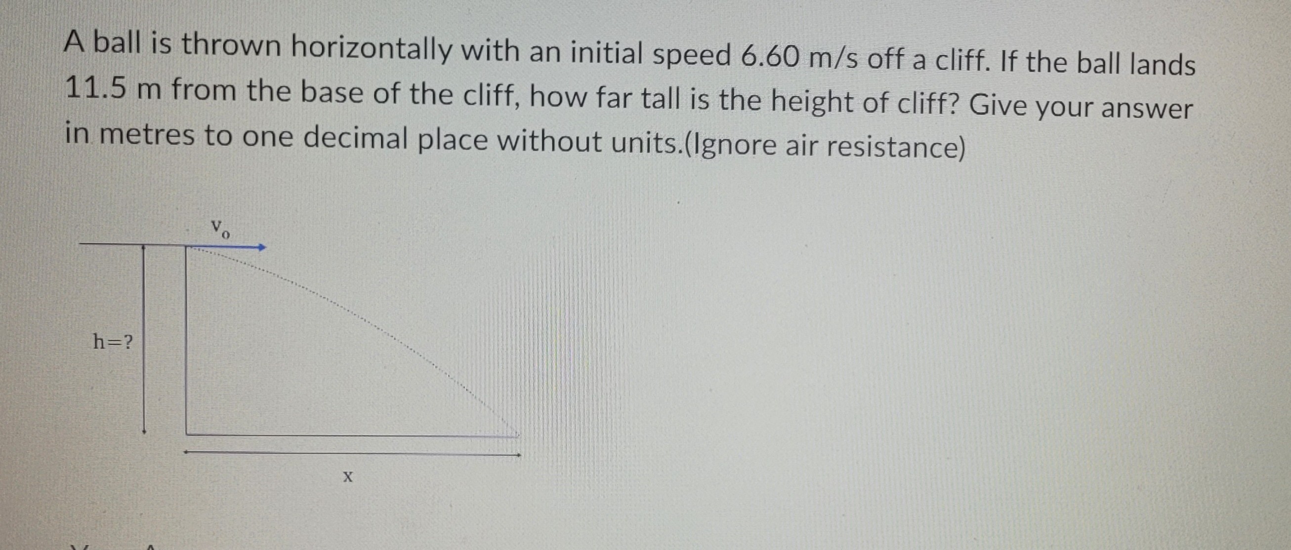 a ball is thrown horizontally with an initial speed 660 mathrmm mathrms ...