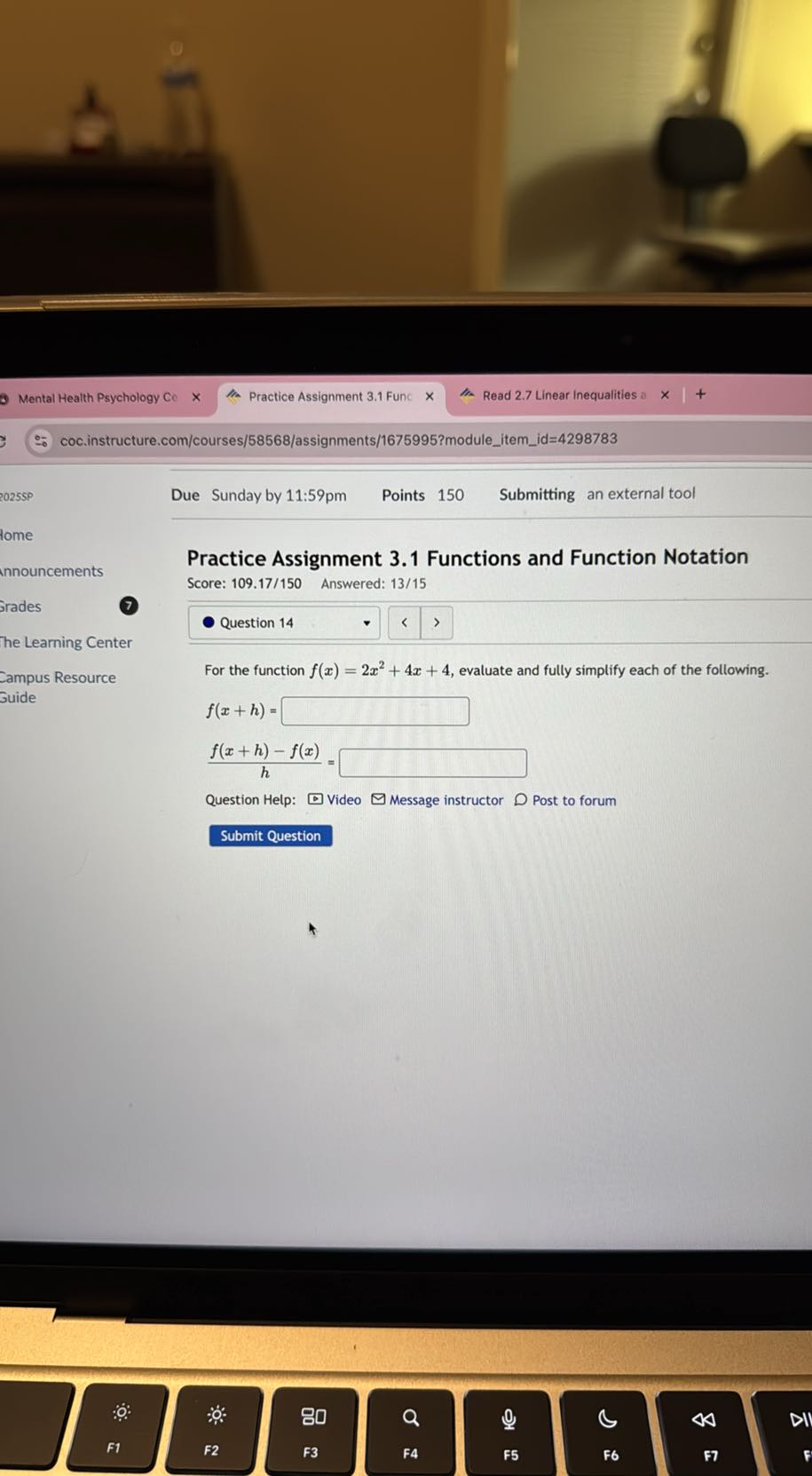 [GET ANSWER] Mental Health Psychology C Practice Assignment 3.1 Func Read 2.7 Linear ...