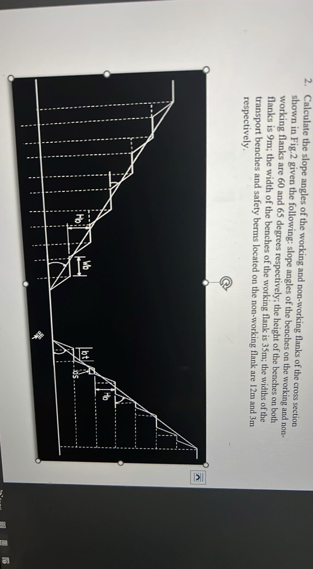2. Calculate the slope angles of the working and non-working flanks of ...