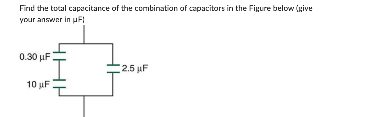 SOLVED: Find the total capacitance of the combination of capacitors in the Figure below (give ...