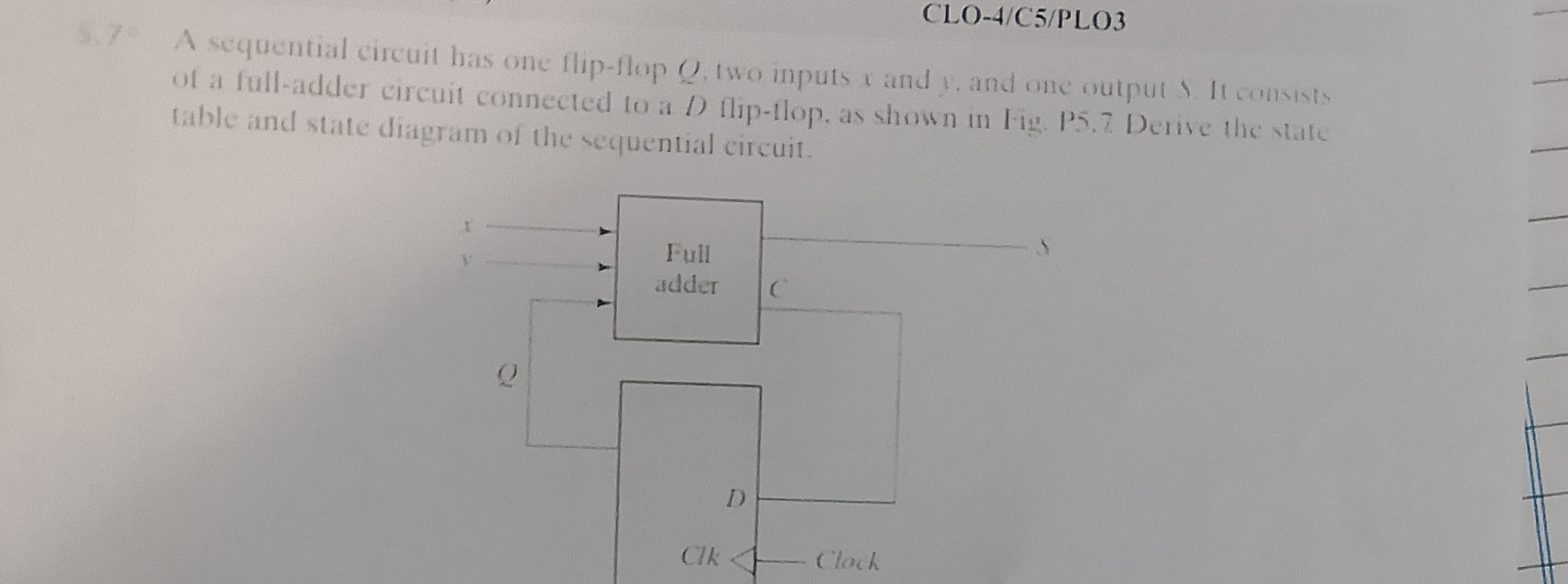 CLO-4/C5/PLO3 of a full-adder circuit connected to a D ) flip-llop, as shown in Iig. P. Z ...