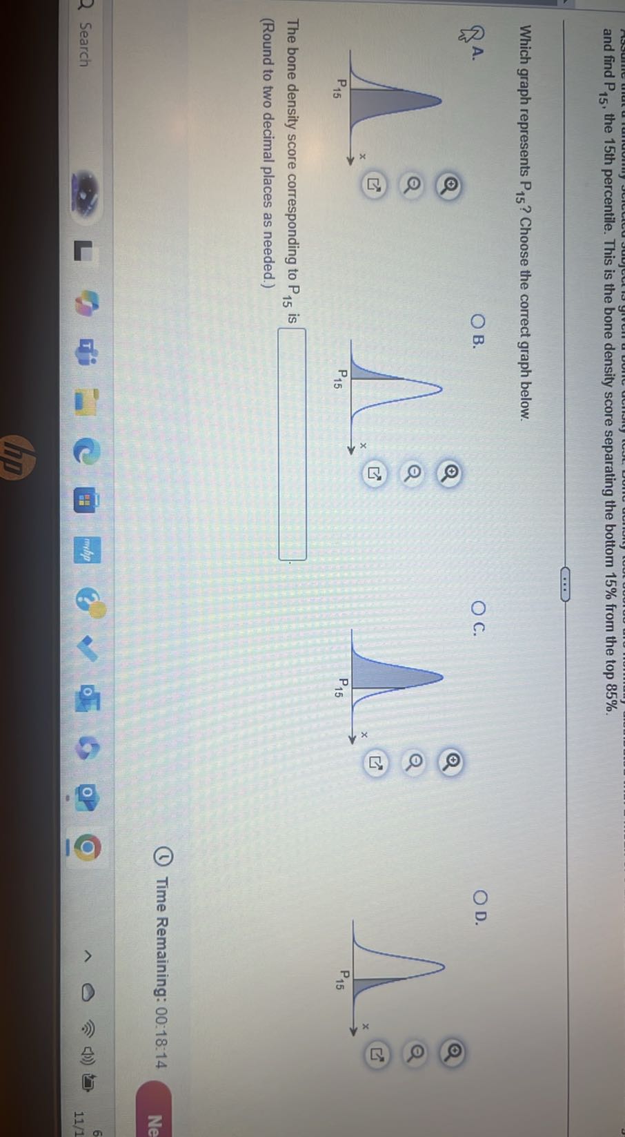 and find P15, the 15 th percentile. This is the bone density score ...