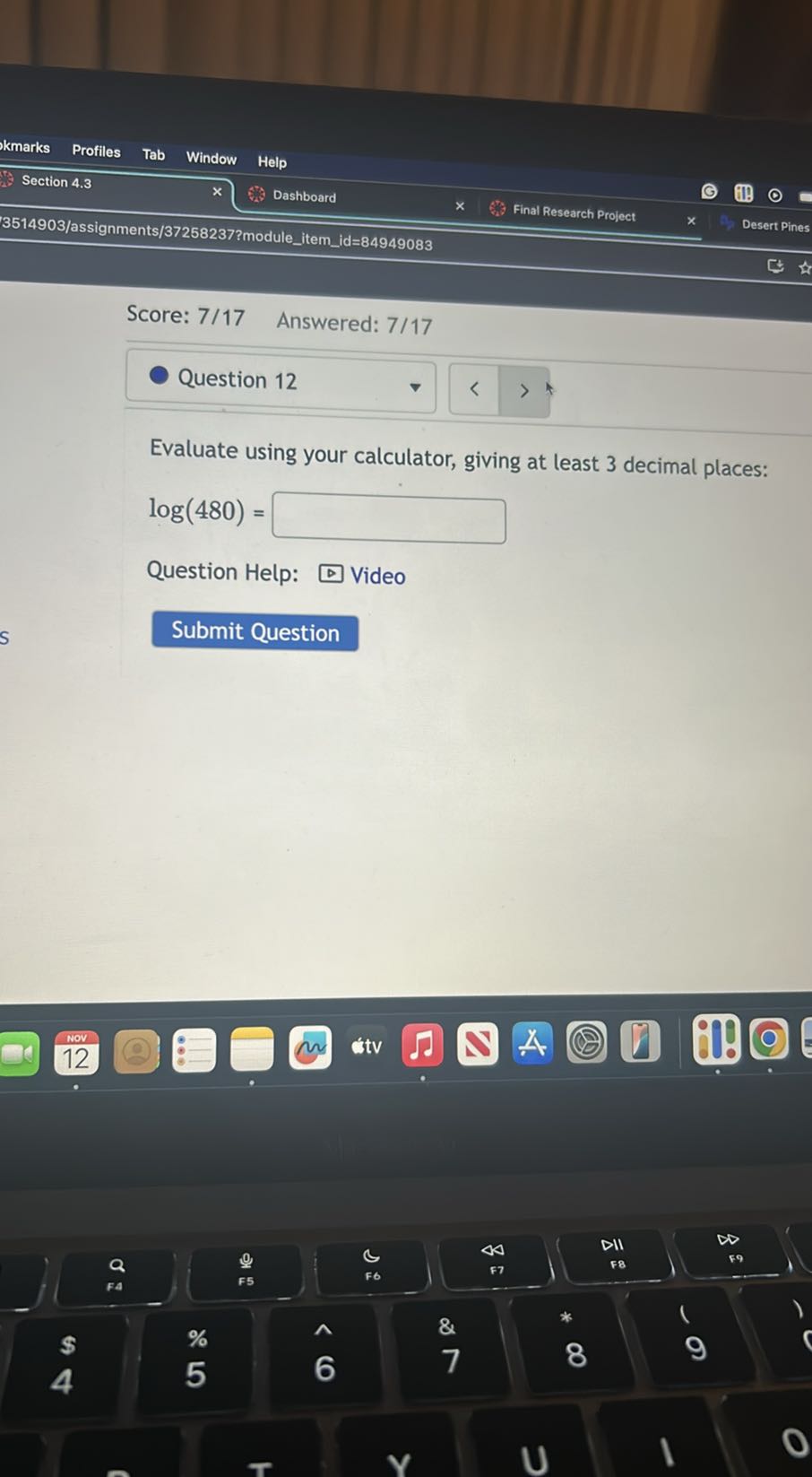 kmarks Profiles Tab Window Help Section 4.3 Dashboard Final Research Project Desert Pines ...