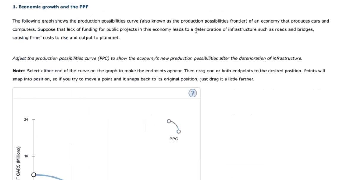 1 economic growth and the ppf the following graph shows the production ...