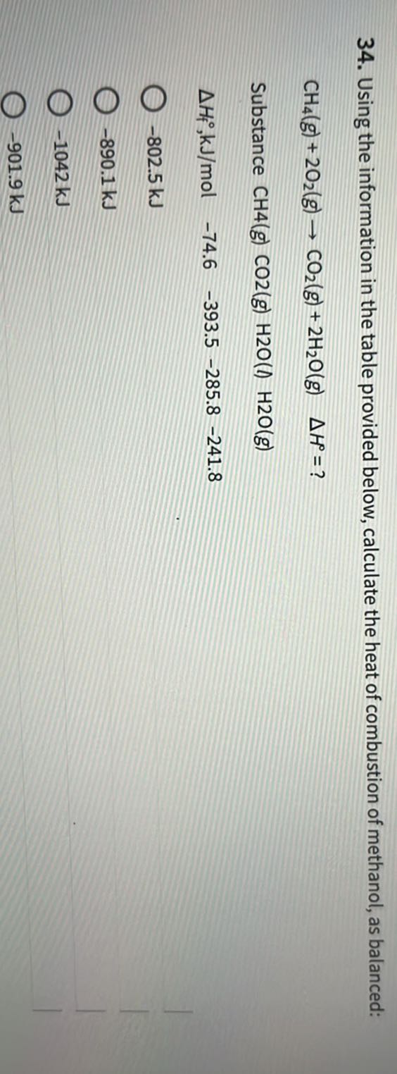 34 using the information in the table provided below calculate the heat ...