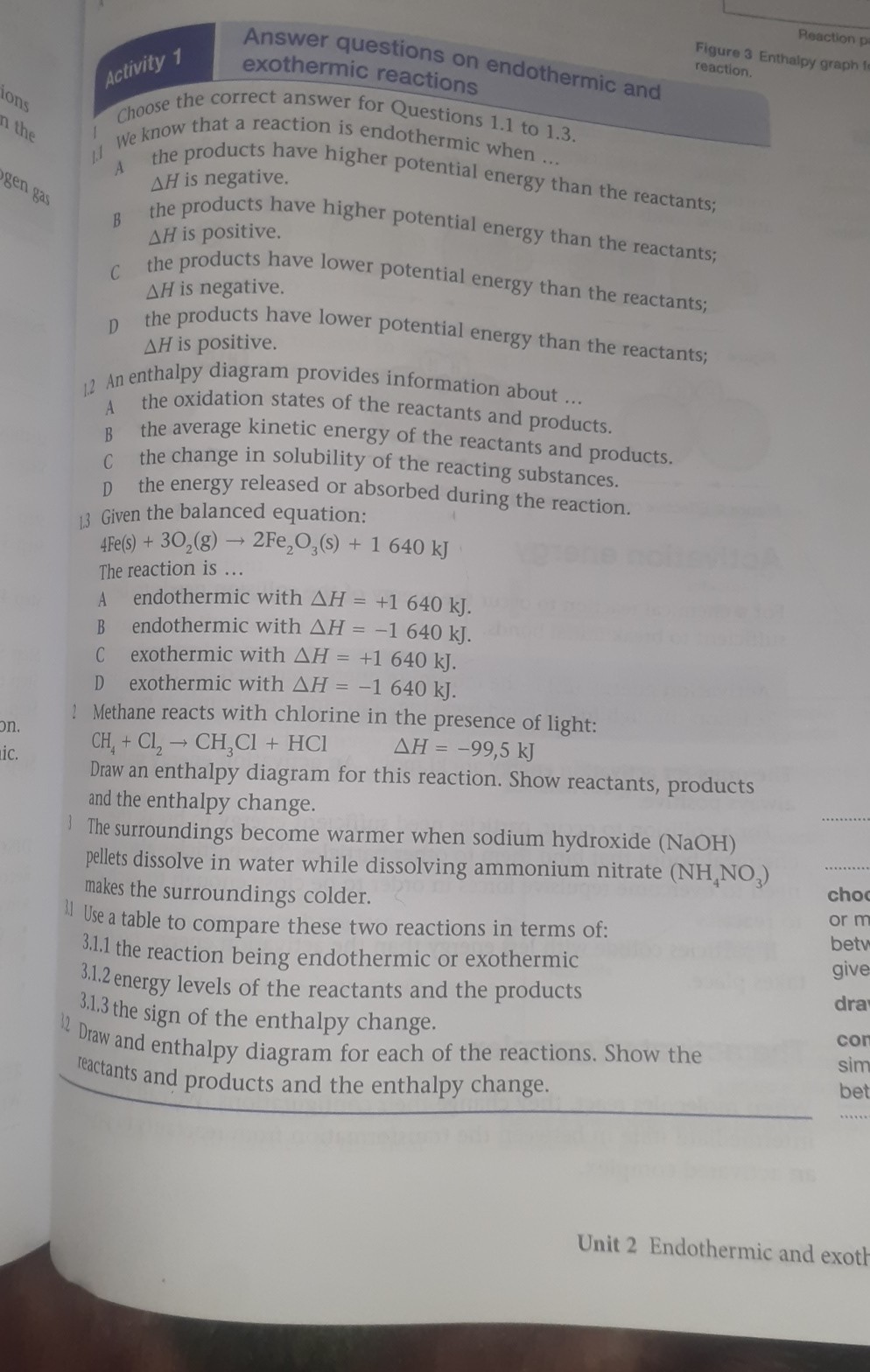Reaction p Answer questions on endothermic and activity 1 exothermic ...